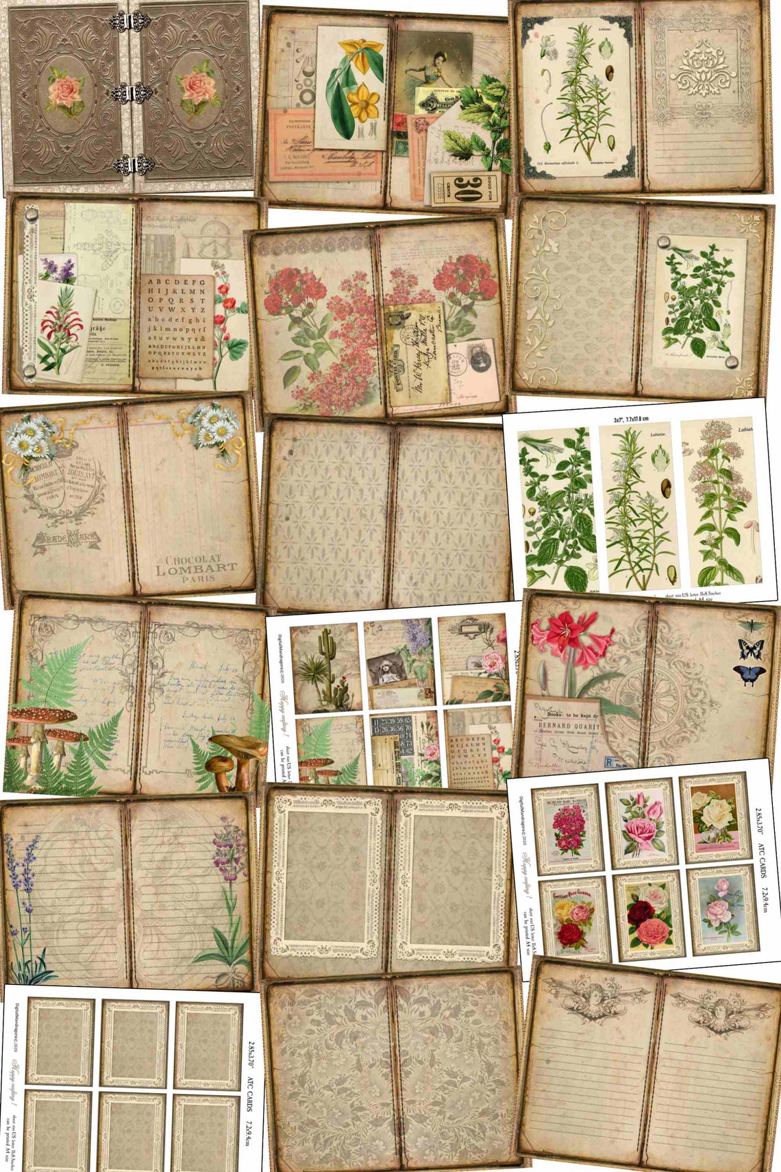 Botanical Junk Journal Kit Floral Journal Pages Vintage - Etsy