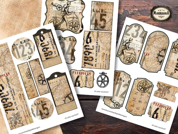 Steampunk Industrial Grunge Labels Steampunk Junk Journal - Etsy