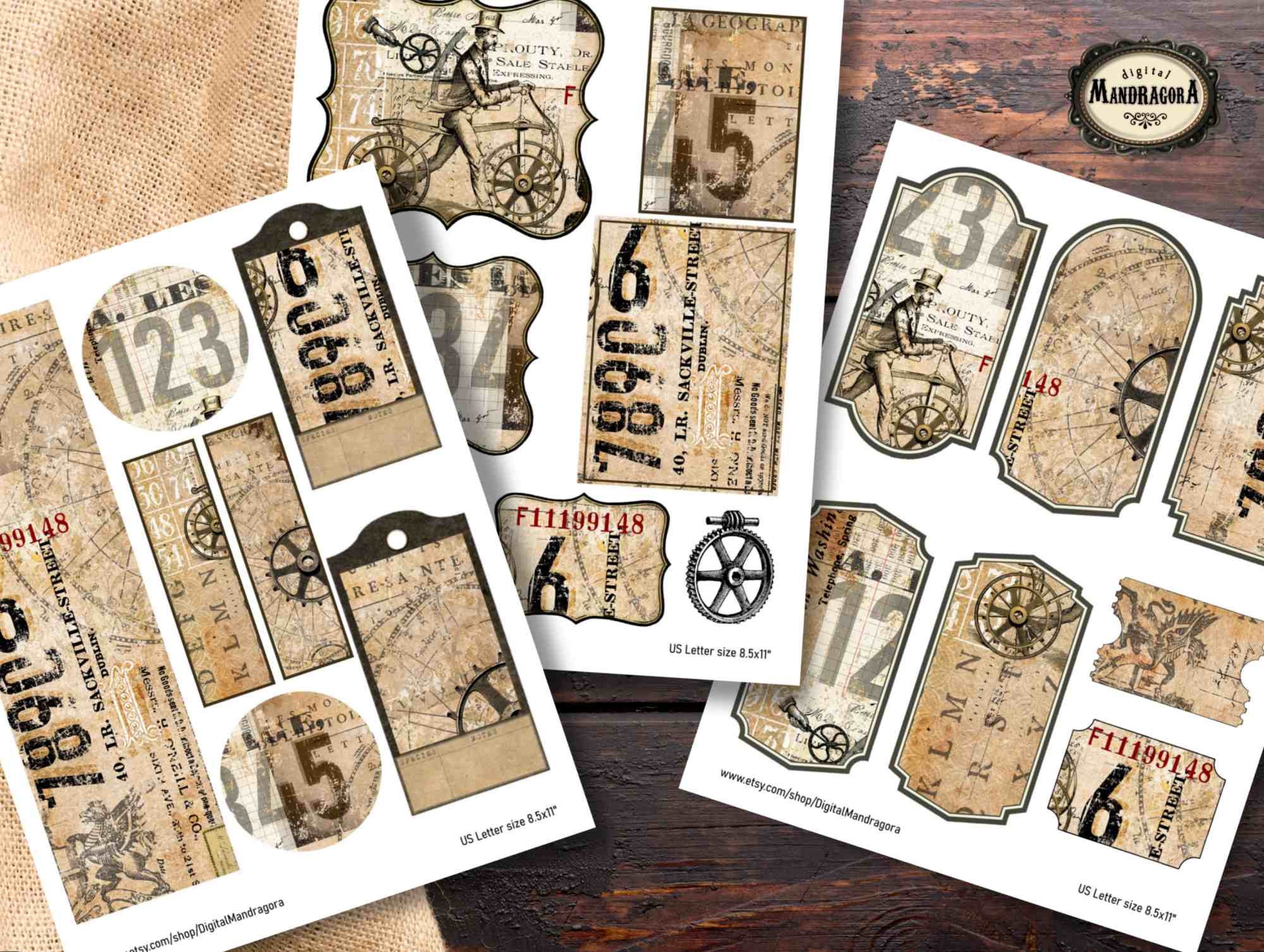 Steampunk Industrial Grunge Labels Steampunk Junk Journal | Etsy