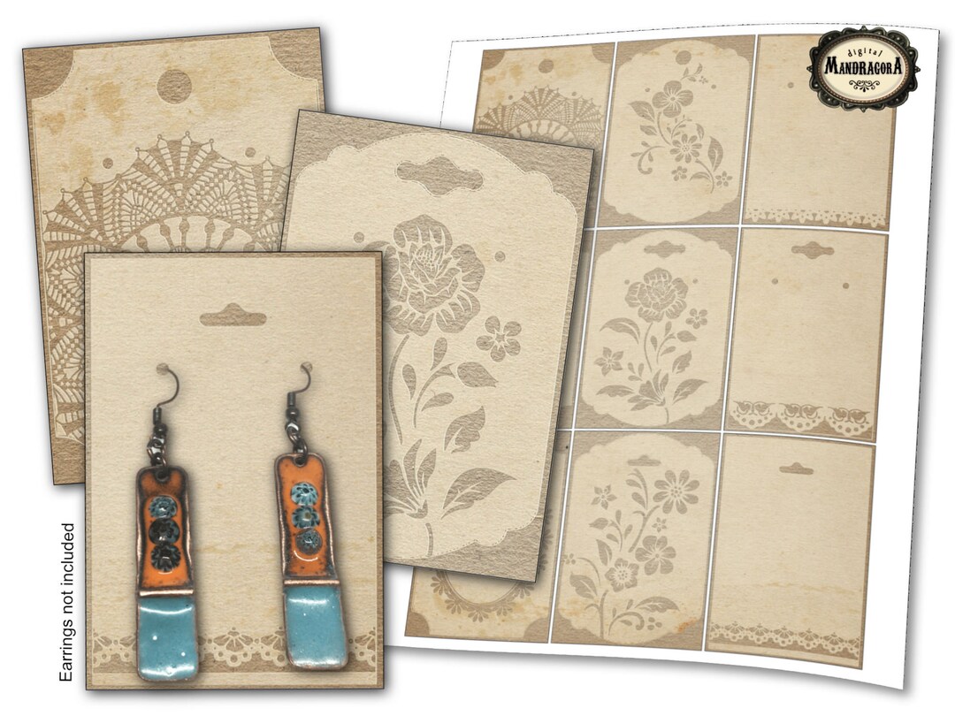 Earring Display Cards, Earring Holders, Printable Hanging Jewelry ...