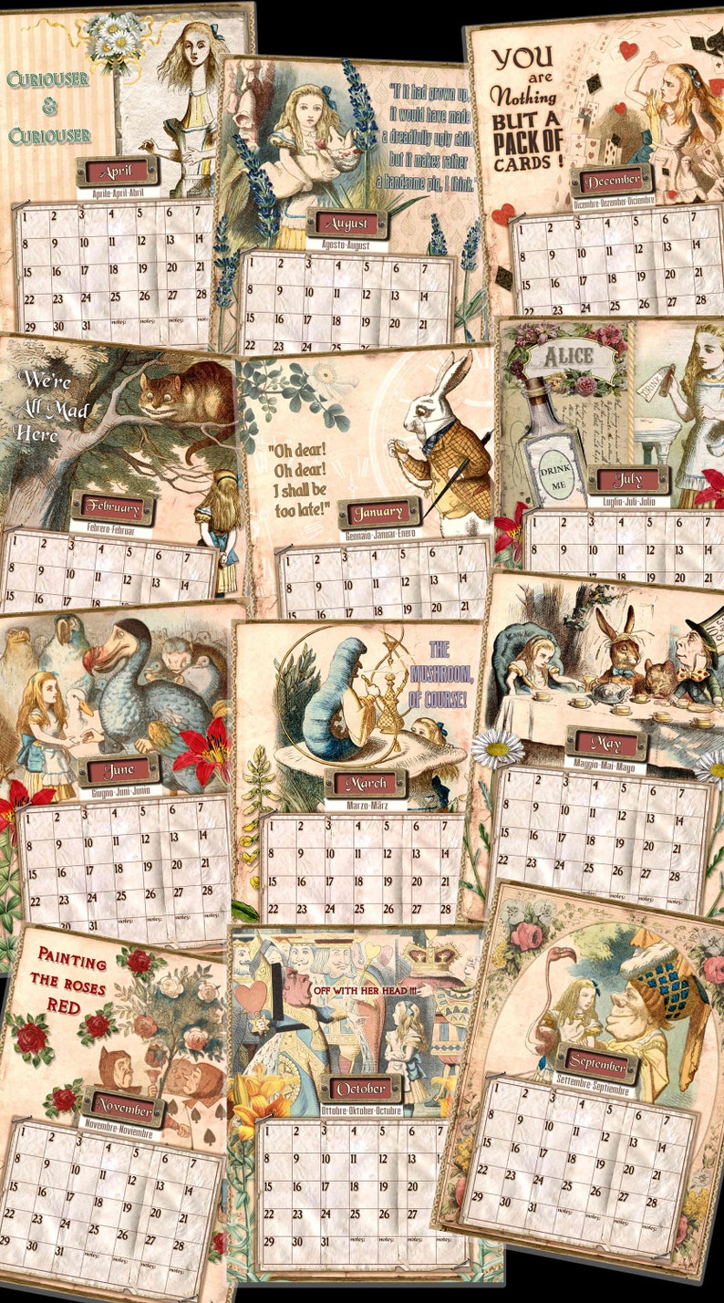 Alice in Wonderland Perpetual Birthday Calendar for Children - Etsy