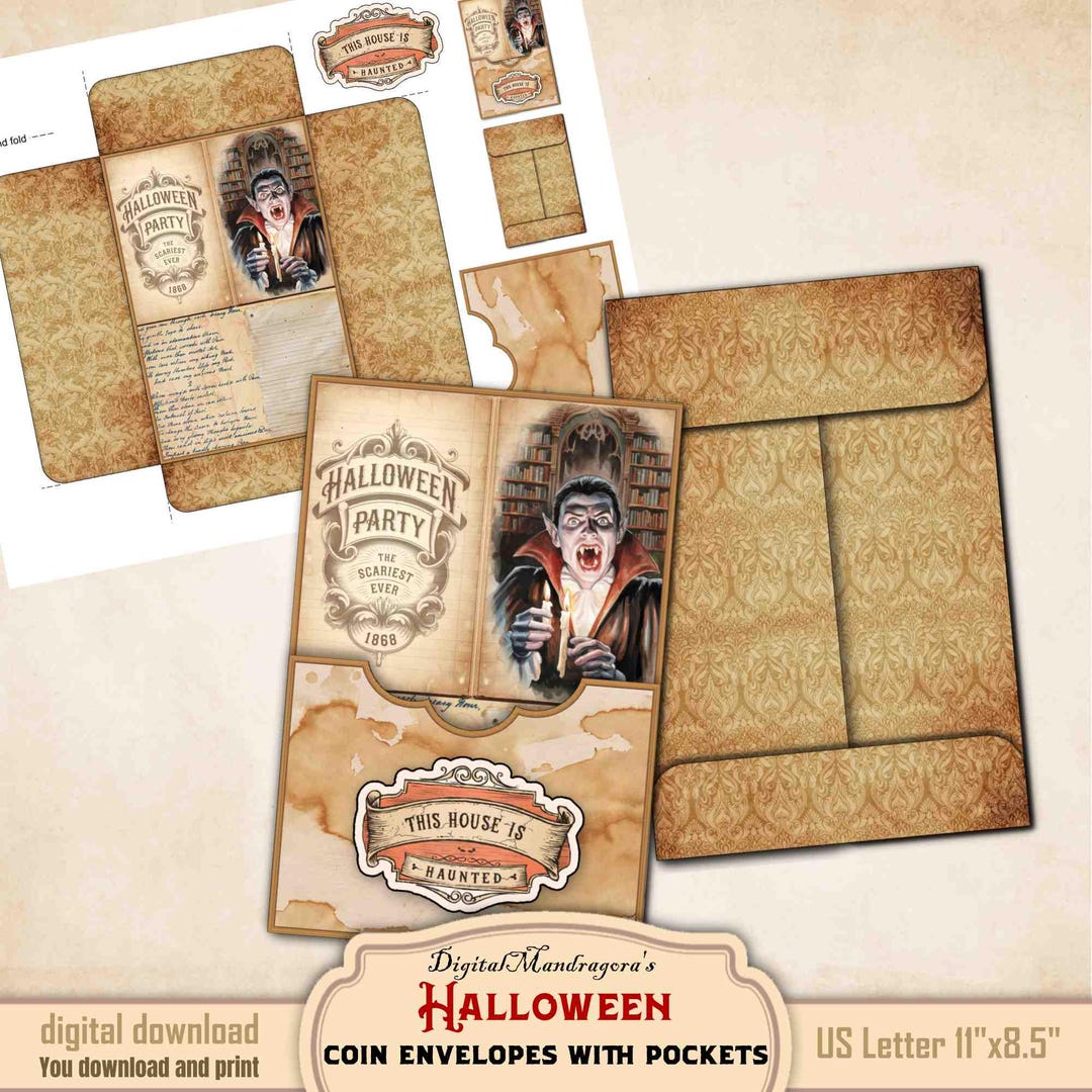 Vintage Halloween Envelopes: Spooky Junk Journal Ephemera (digital ...