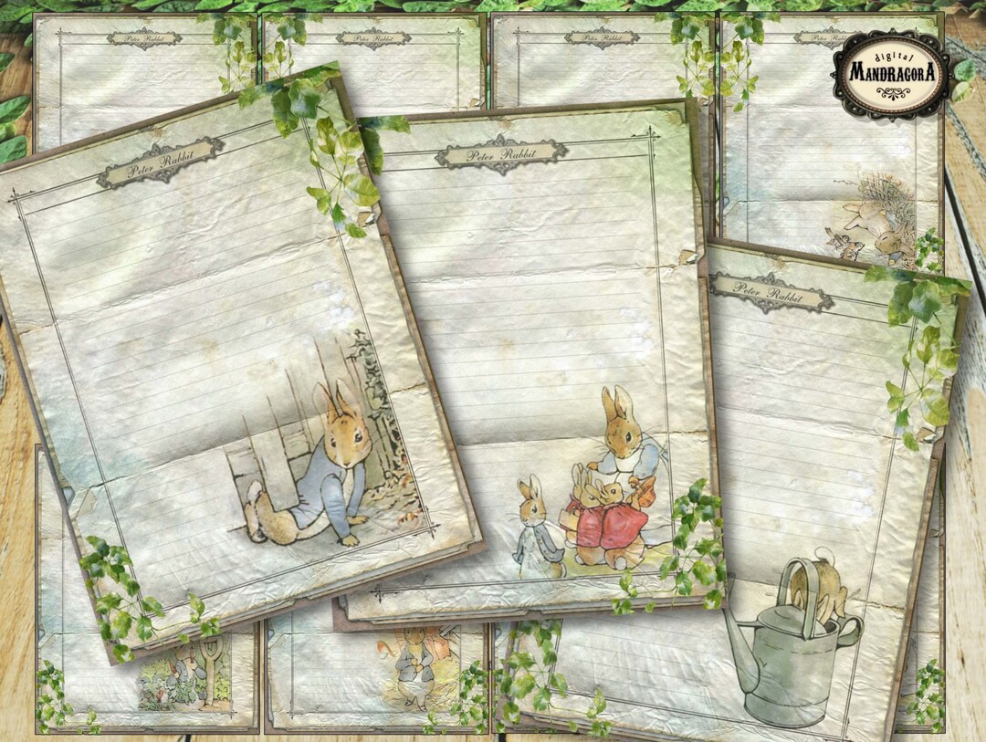 Peter Rabbit Writing Papers, Digital Writing Paper, Vintage Peter ...