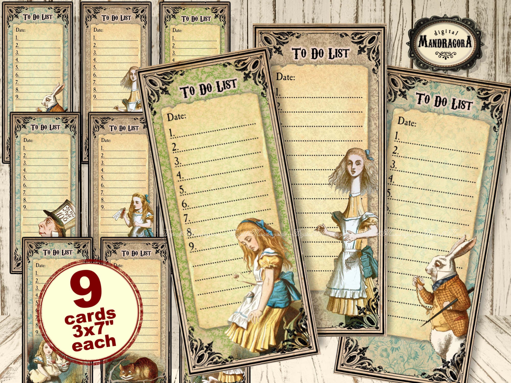 Alice in Wonderland to Do Cards Wonderland Daily Planner to - Etsy
