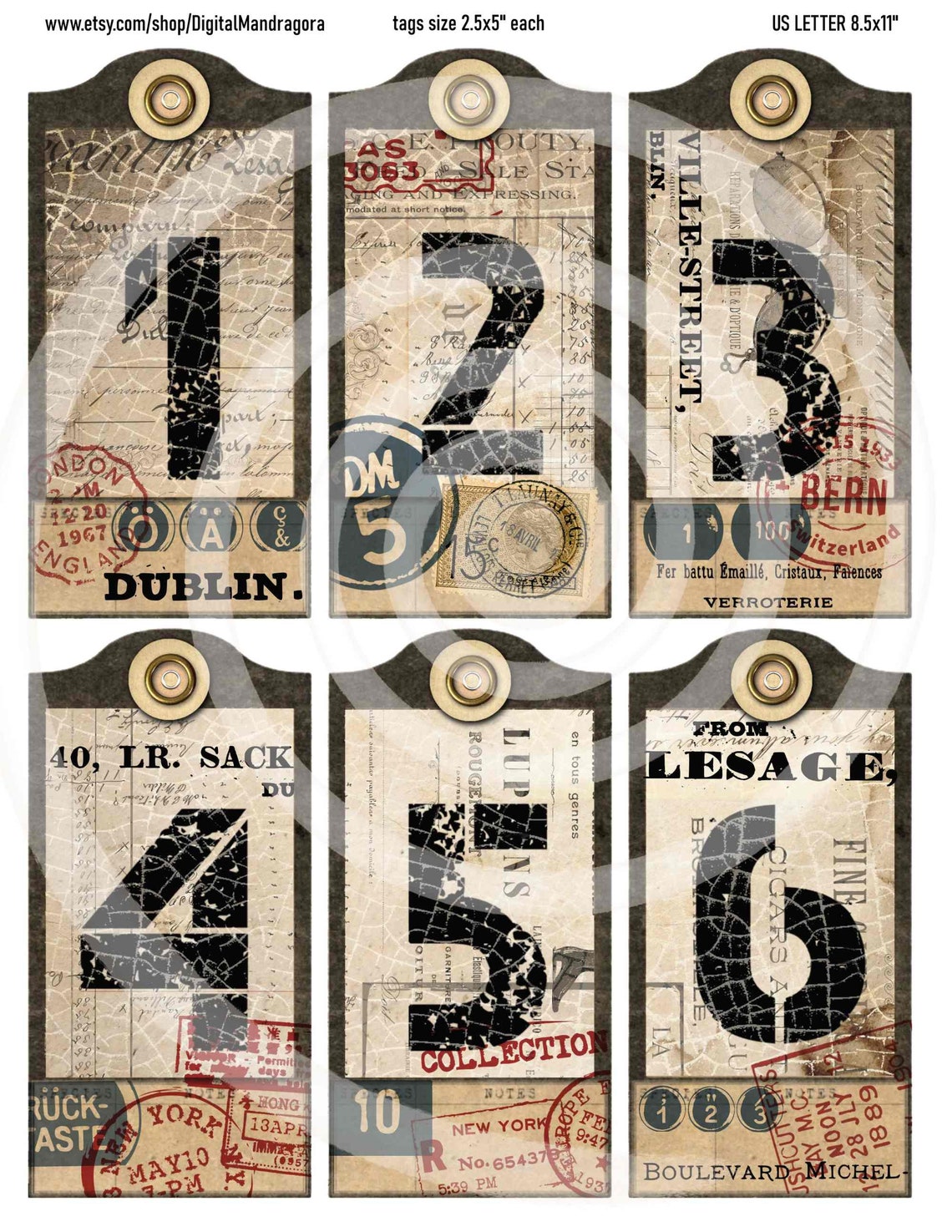 Steampunk Ephemera Tags: Industrial Grunge Scrapbook Labels (digital ...