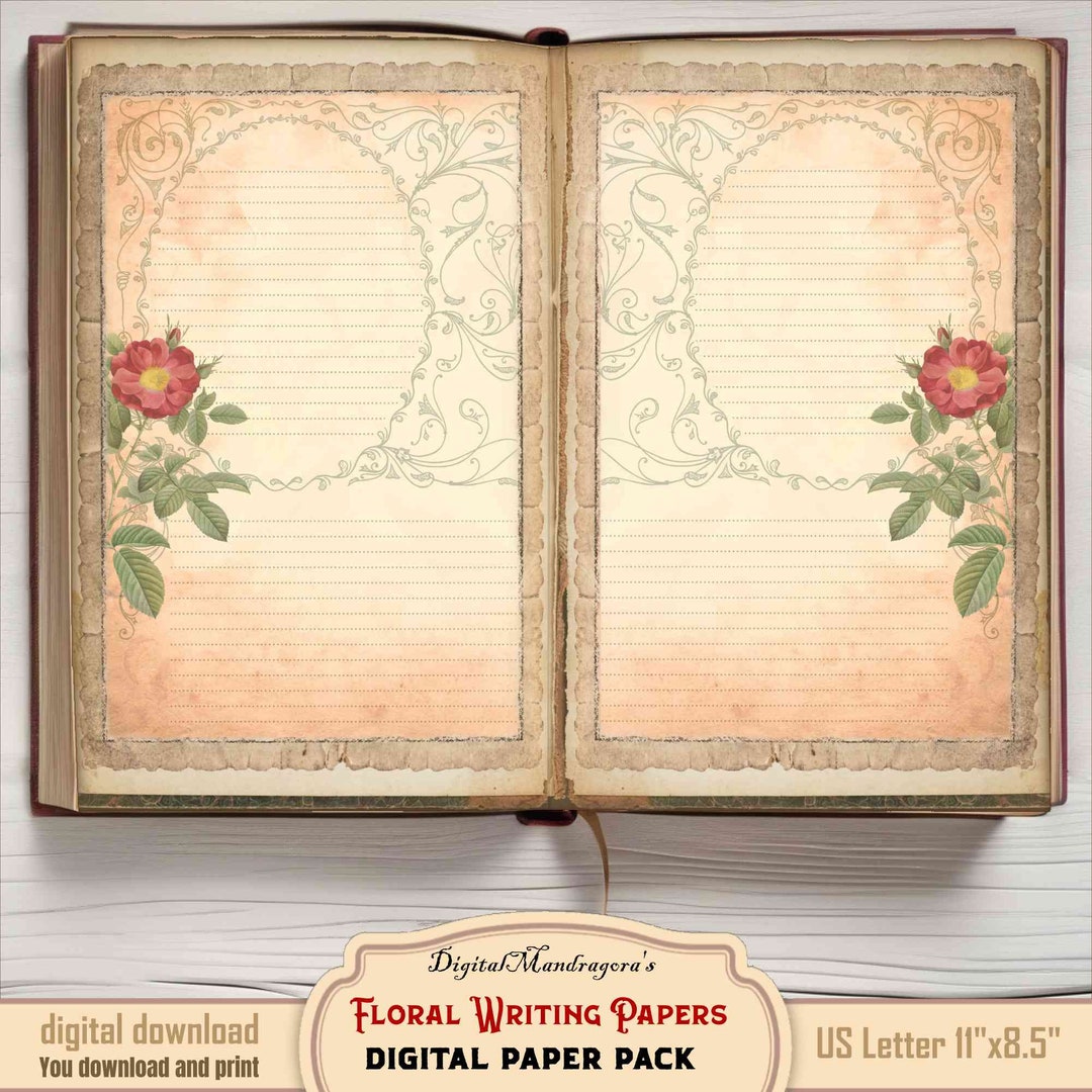 Vintage Roses Lined Writing Paper Pack | Shabby Floral Letter Junk ...