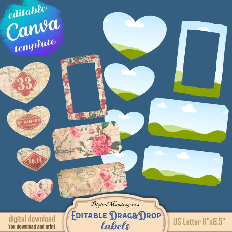 Canva Template Label Frames for Junk Journals (PDF Download) - Etsy