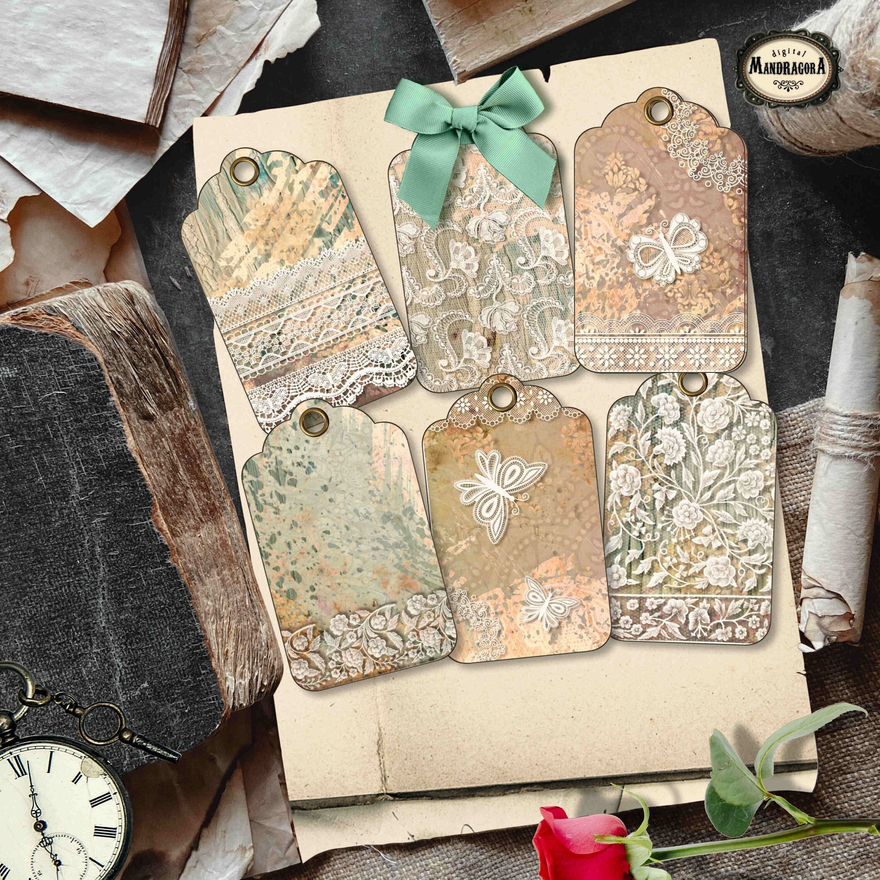 Vintage Lace Tags Printable Gift Tags Junk Journal - Etsy