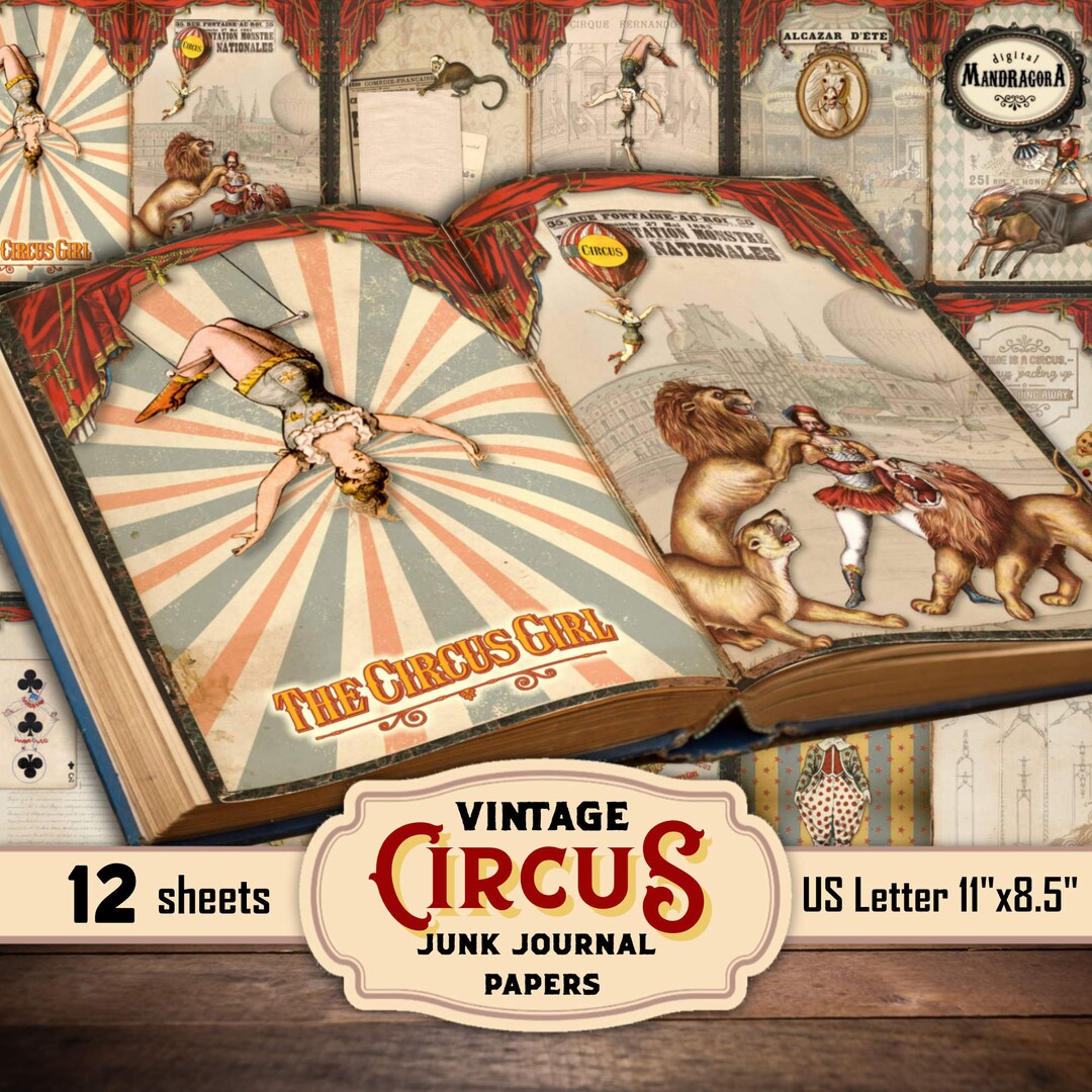 Vintage Circus Journal Pages, Circus Junk Journal, Circus Scrapbooking ...