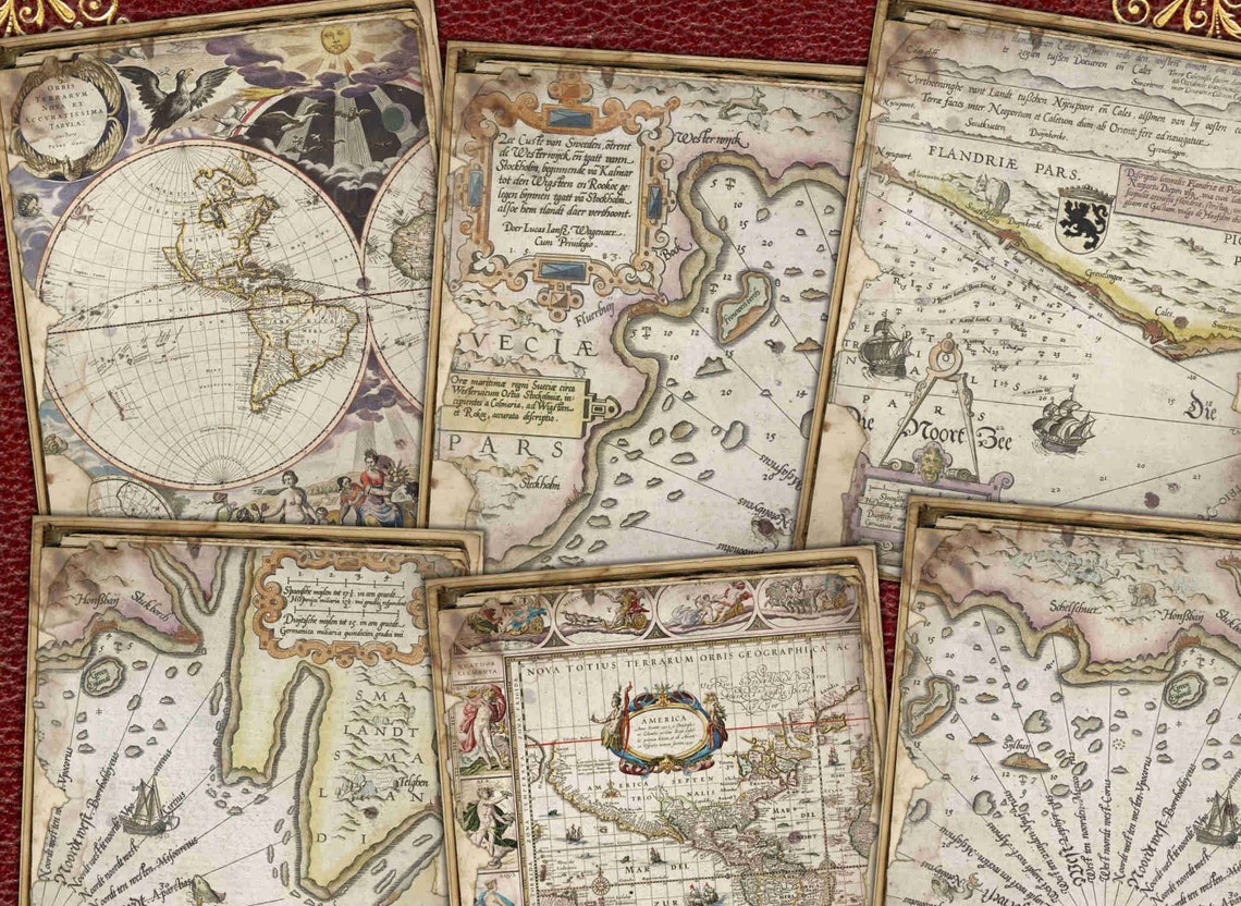 Old Maps Antique Maps Scrapbooking Decorative Papers - Etsy