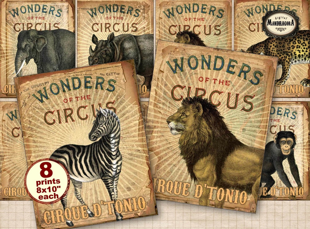 Vintage Circus Prints for Framing, Circus Prints With Animals, Digital ...