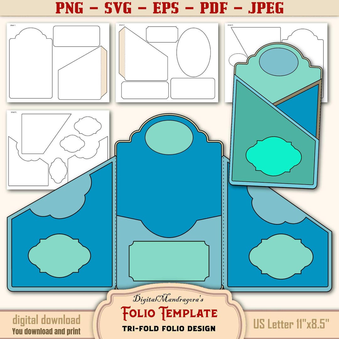 Blank Folio Template: Printable Pockets for Junk Journals (digital ...