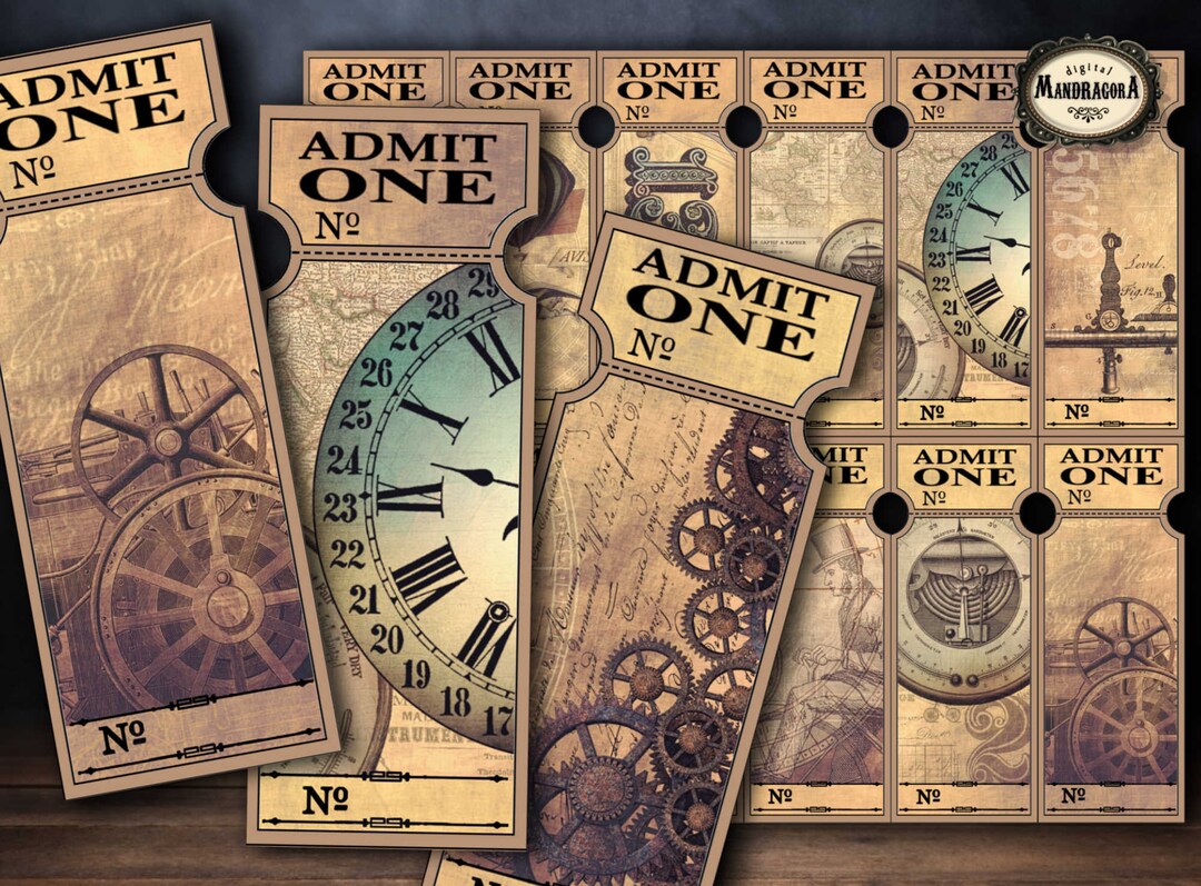 Steampunk Printable Admit One Tickets Party Supplies - Etsy
