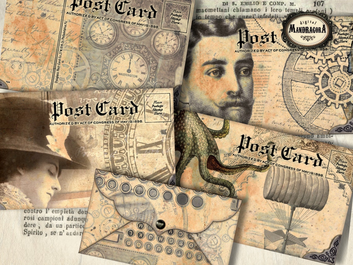 Steampunk Envelopes Steampunk Stationery Printable Victorian | Etsy