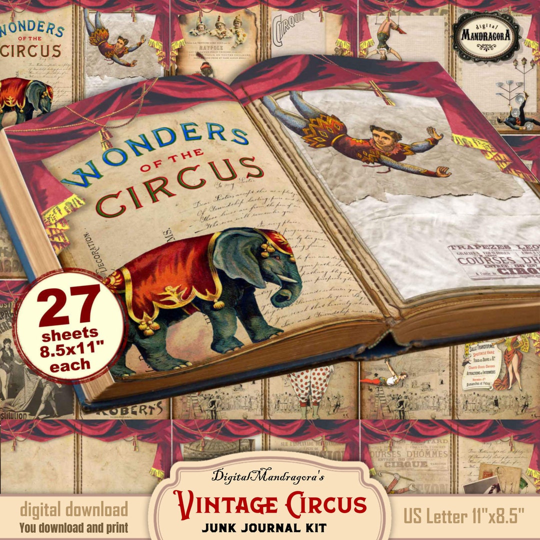 Vintage Circus Junk Journal Kit, Circus Journal Pages, Junk Journal ...