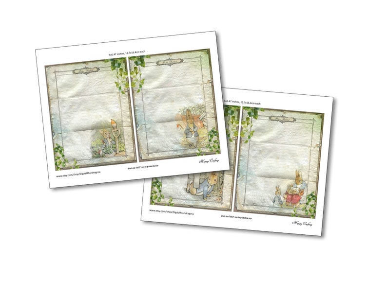 Peter Rabbit Writing Papers Digital Writing Paper Vintage | Etsy