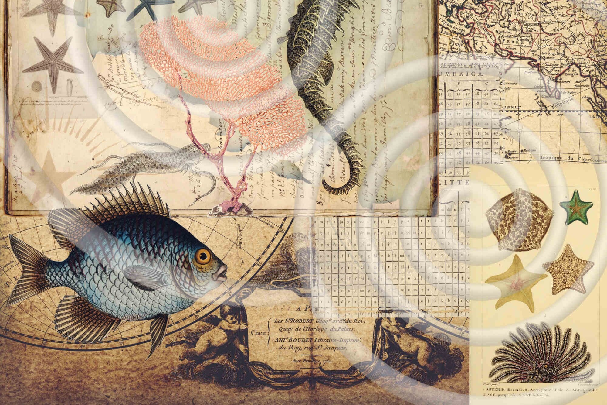 12x12 Inches Vintage Nautical Maritime Decorative Scrapbooking Ephemera ...