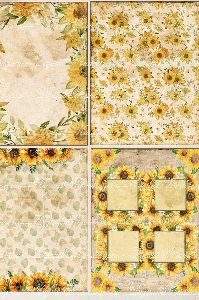 Sunflowers Decorative Paper Pack Sunflower Prints Vintage | Etsy
