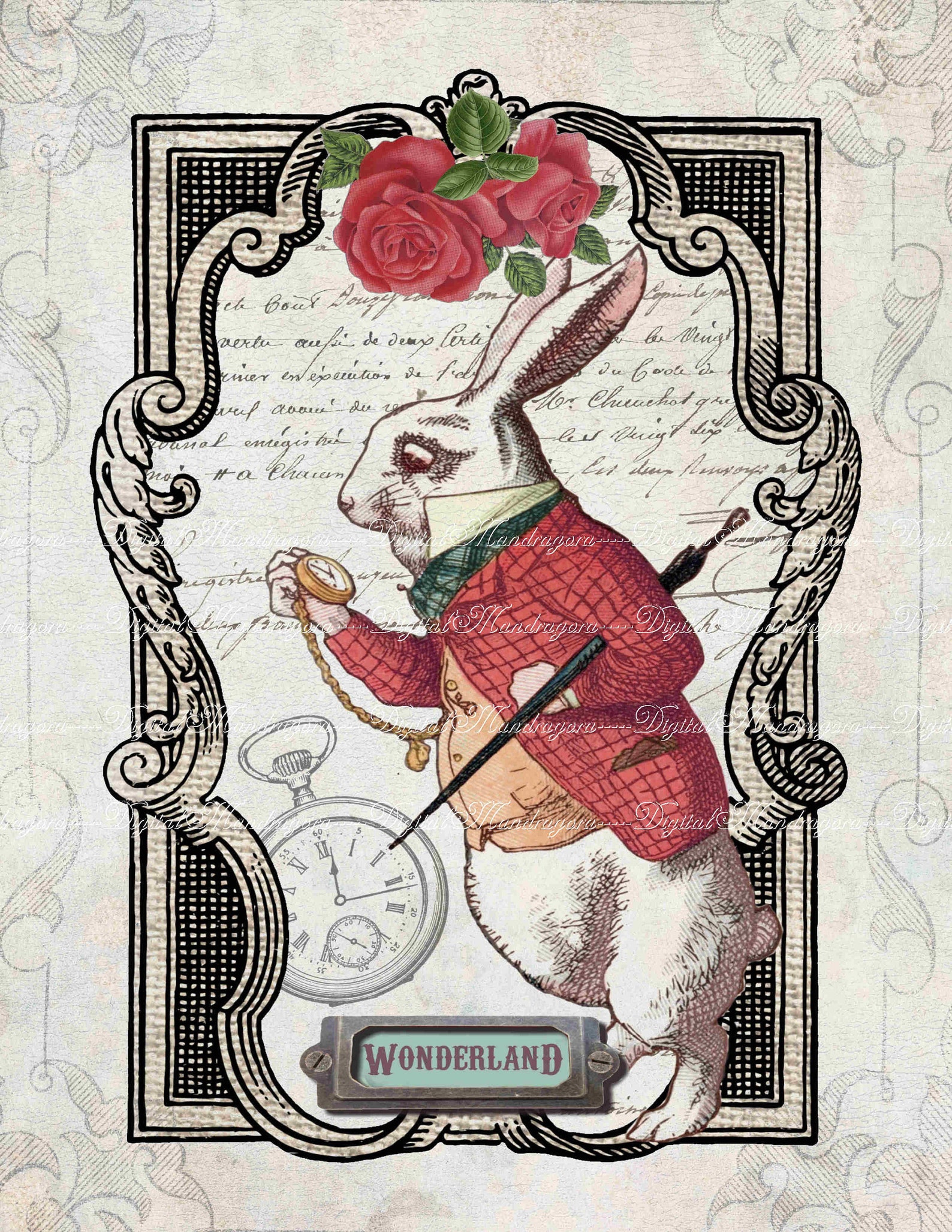 White Rabbit I'm late Alice in Wonderland print | Etsy