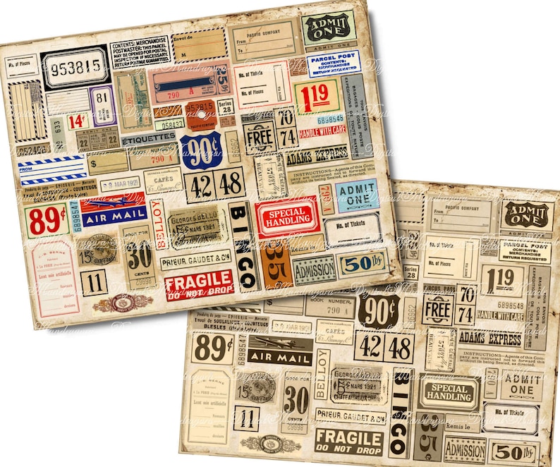 Vintage Scrapbooking Tags and Labels Fussy Cut Ephemera Die | Etsy