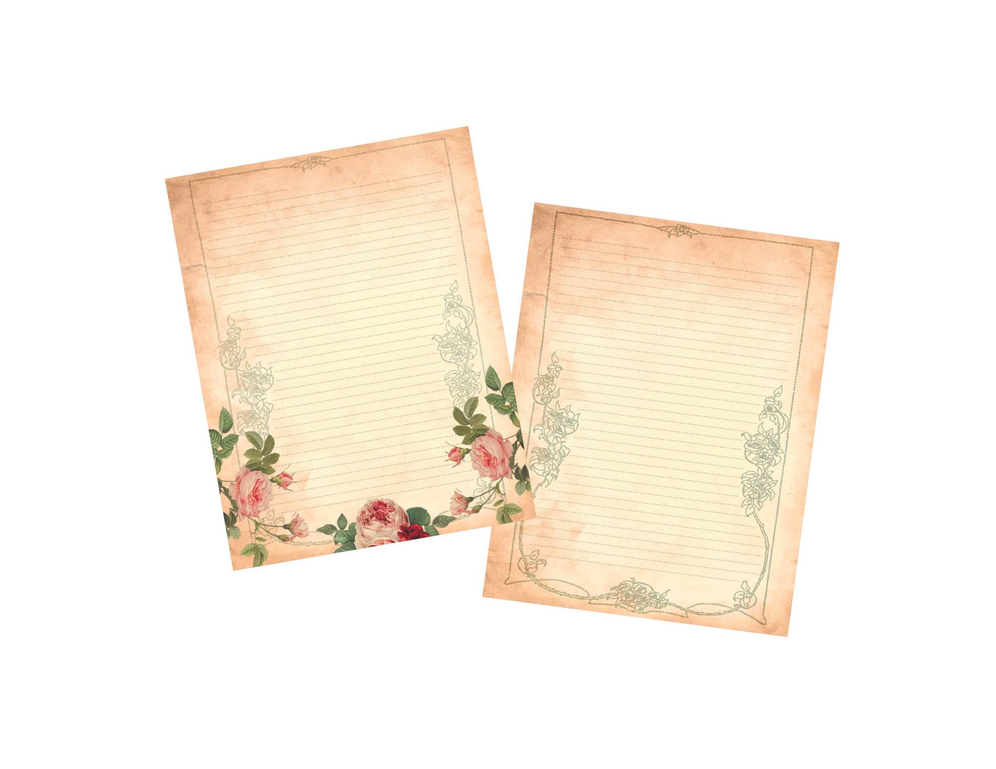 Lined Writing Papers US Letter Size Shabby Vintage - Etsy