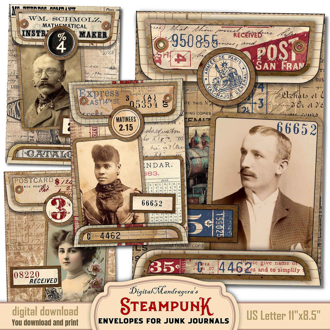 Victorian Steampunk Envelopes for Junk Journal, Vintage Ephemera ...