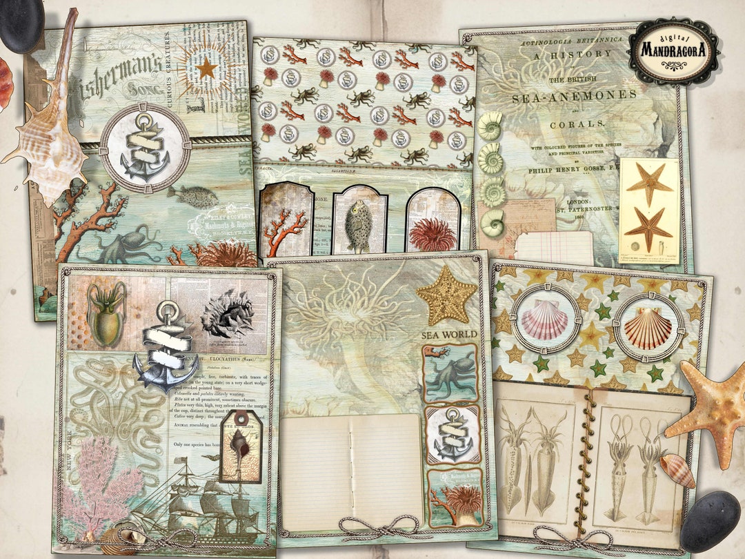 Nautical Paper Pack, Sea World, Vintage Nautical Journal Papers ...