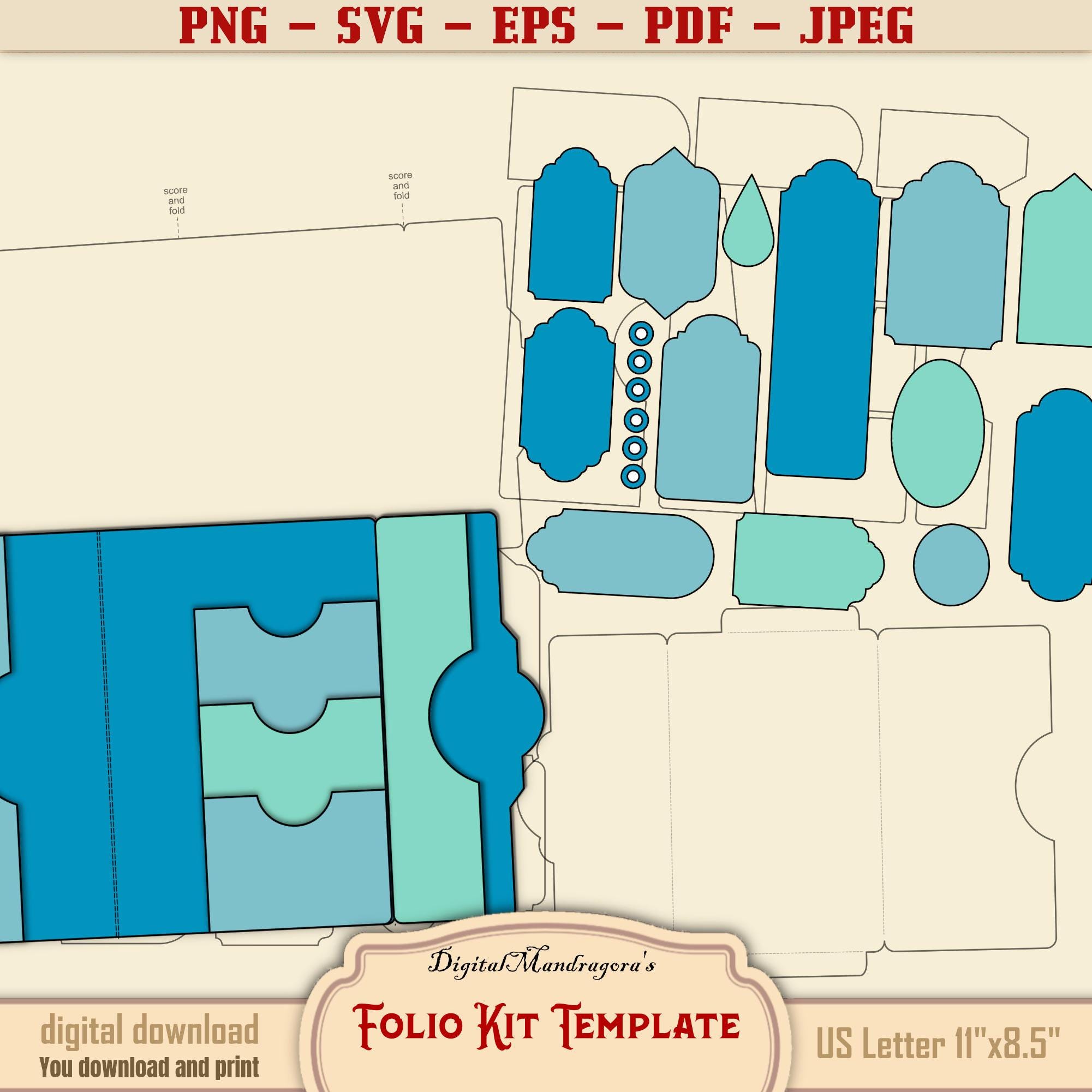 Blank Folio Template Kit: Cutting Machines Friendly Printable Junk ...