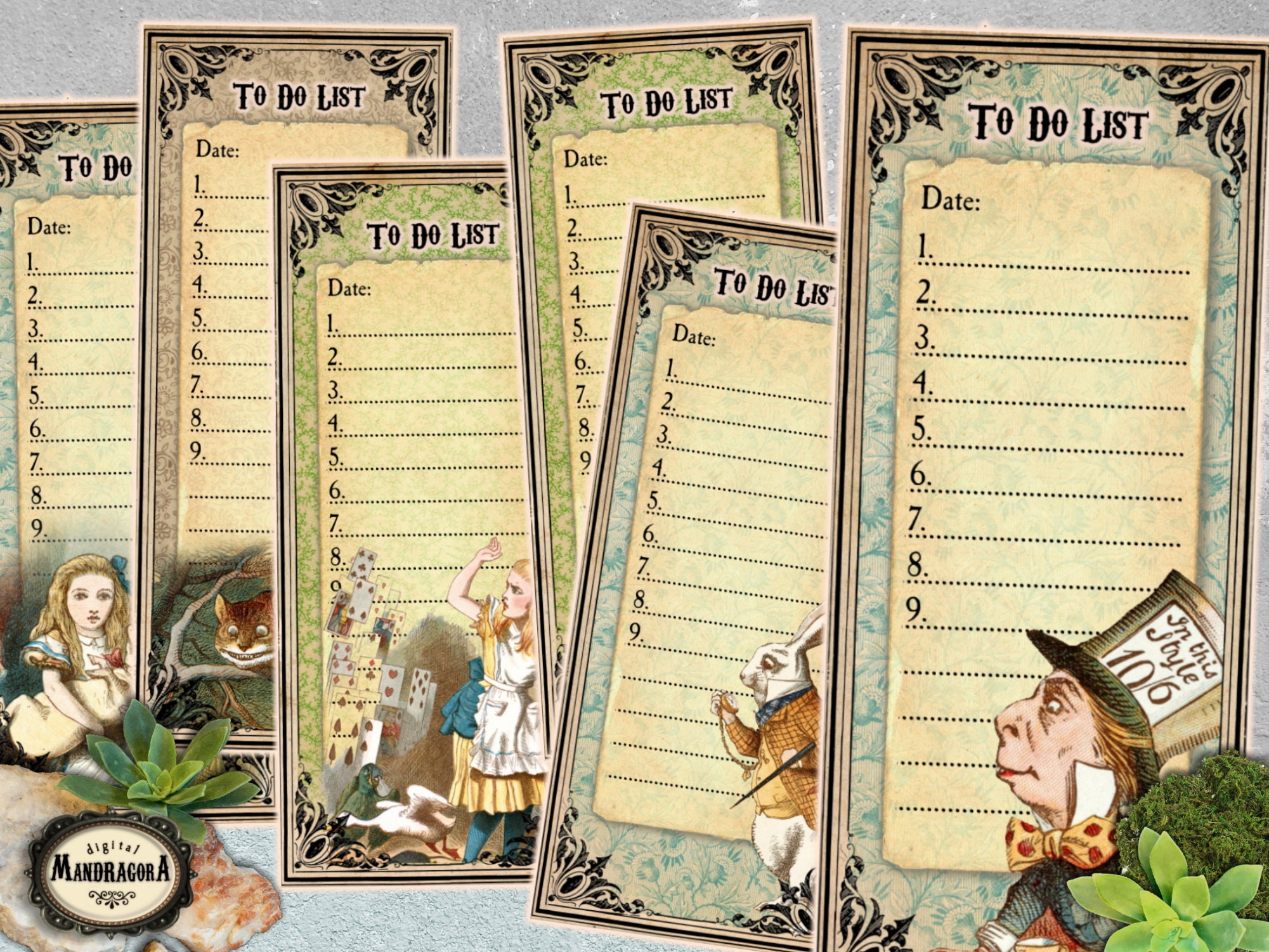 Alice in Wonderland to Do Cards Wonderland Daily Planner to - Etsy