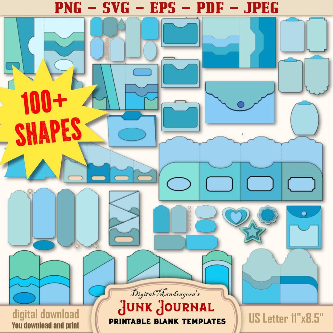 Printable Junk Journal Templates: 100+ Blank Embellishments (digital ...