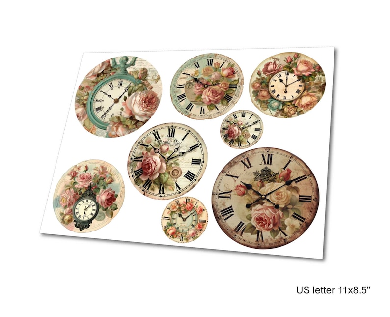 Cottagecore Rose Clock Faces: Victorian Ephemera (digital Download) - Etsy