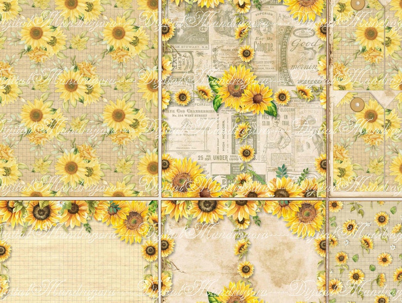 Sunflowers Decorative Paper Pack Sunflower Prints Sunflower | Etsy
