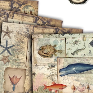 12x12 Inches Vintage Nautical Maritime Decorative Scrapbooking Ephemera ...