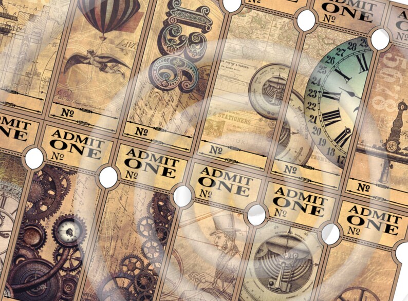 Steampunk Printable Admit One Tickets, Party Supplies, Industrial ...