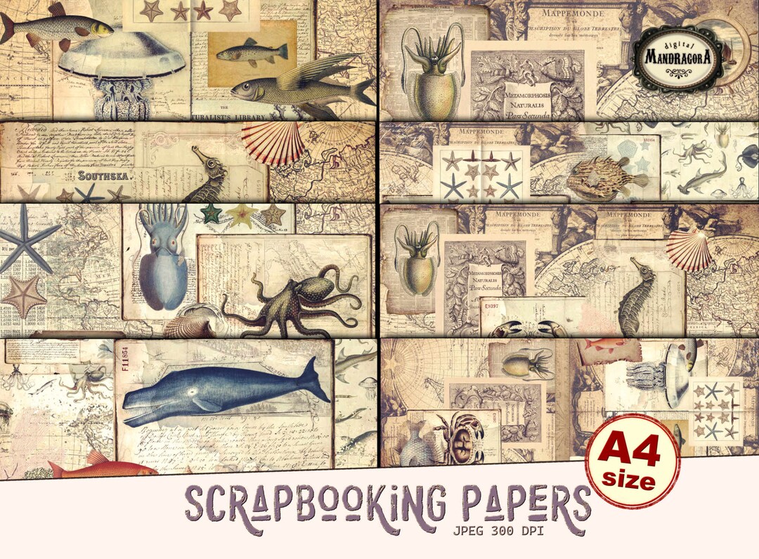 Nautical Maritime Scrapbooking Printable A4 Decorative Ephemera Collage ...