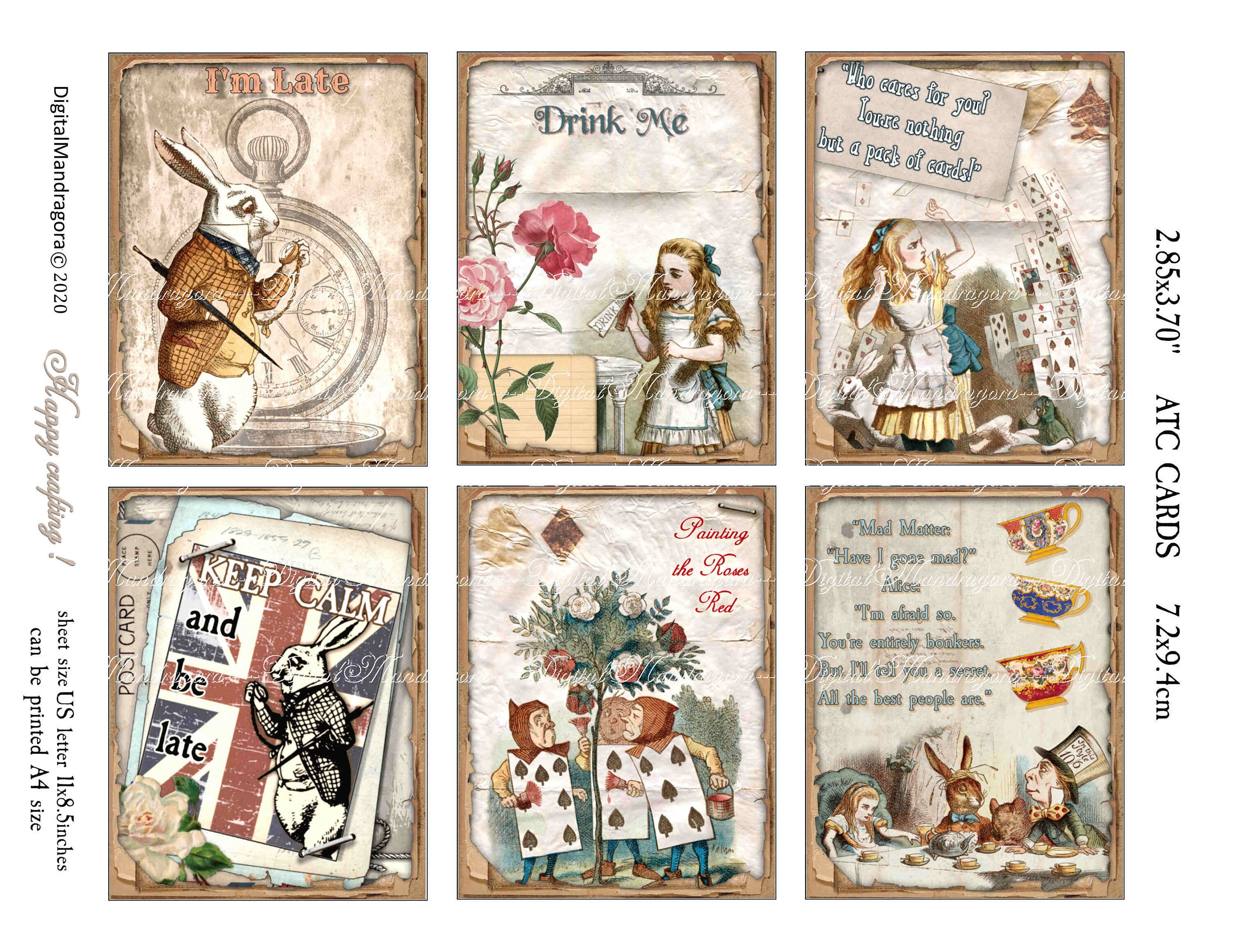 Alice in Wonderland Cards With Quotes Wonderland Cards Alice - Etsy