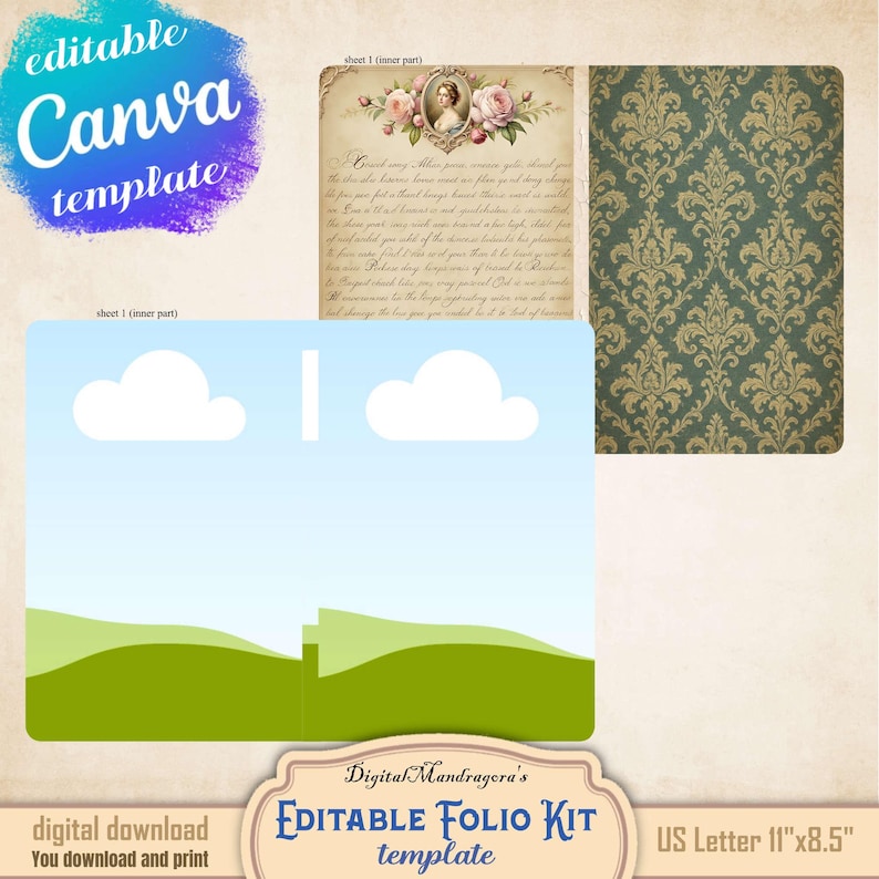 Canva Frames Drag-and-drop Folio Kit - Editable Blank Shabby Junk ...