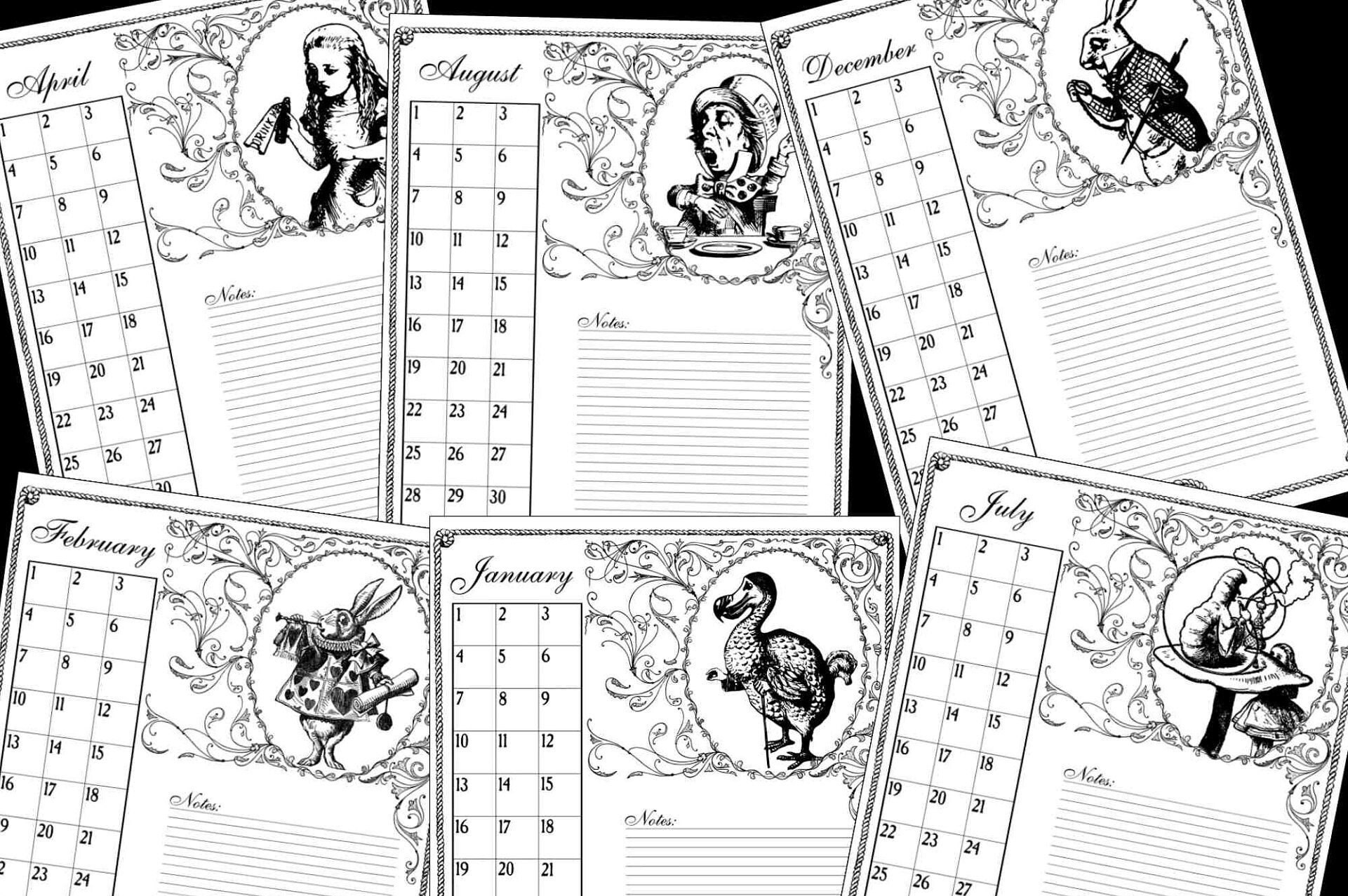 Alice in Wonderland Perpetual Birthday Calendar for Children - Etsy