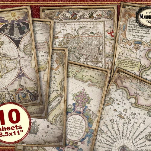 Old Maps Antique Maps Scrapbooking Decorative Papers - Etsy