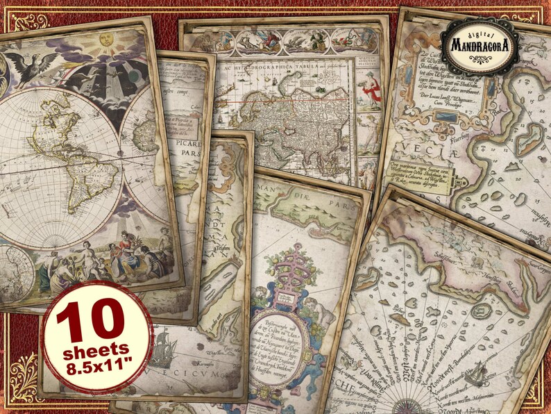 Old Maps Antique Maps Scrapbooking Decorative Papers - Etsy