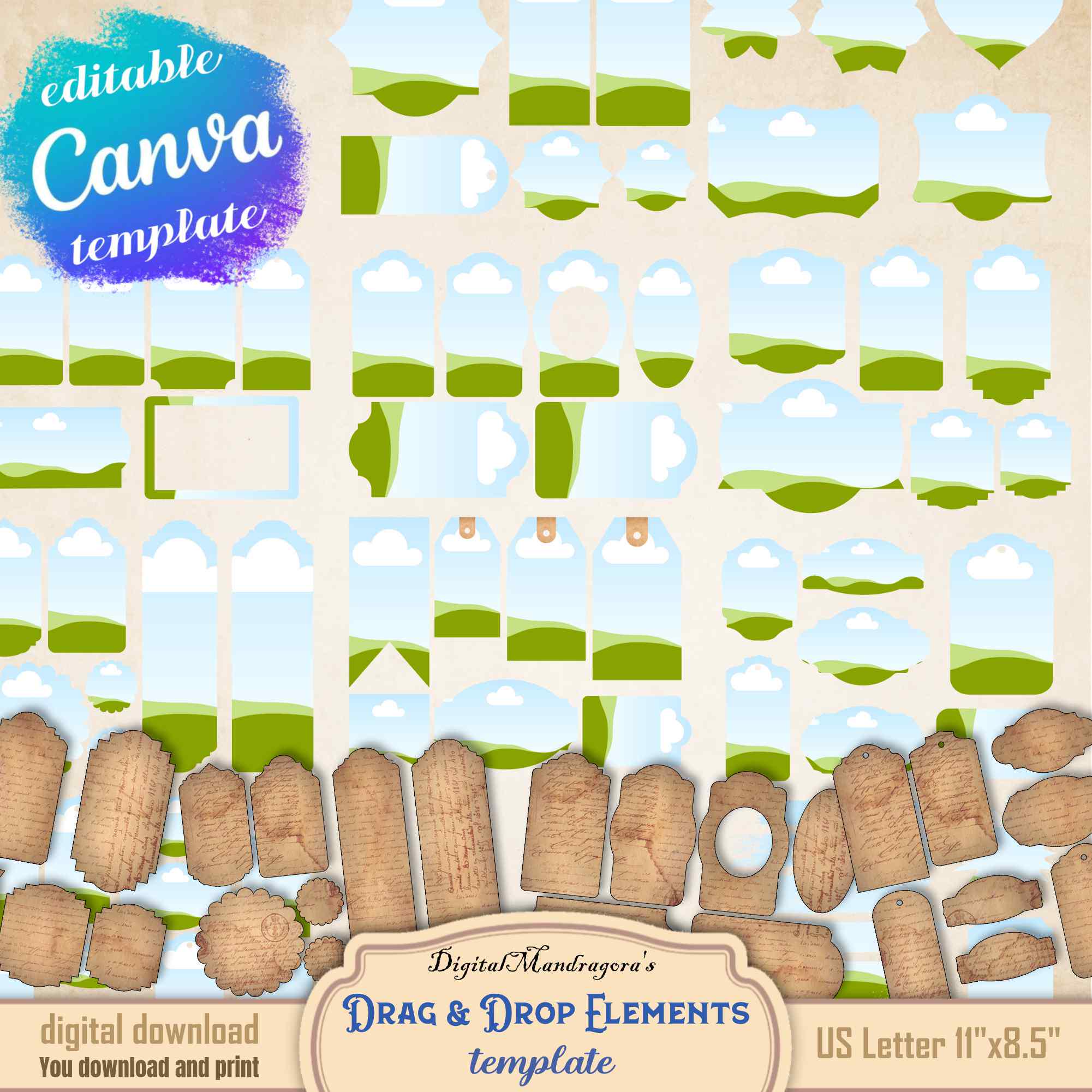 Canva Junk Journal Tags: Editable Label Templates (digital Download) - Etsy
