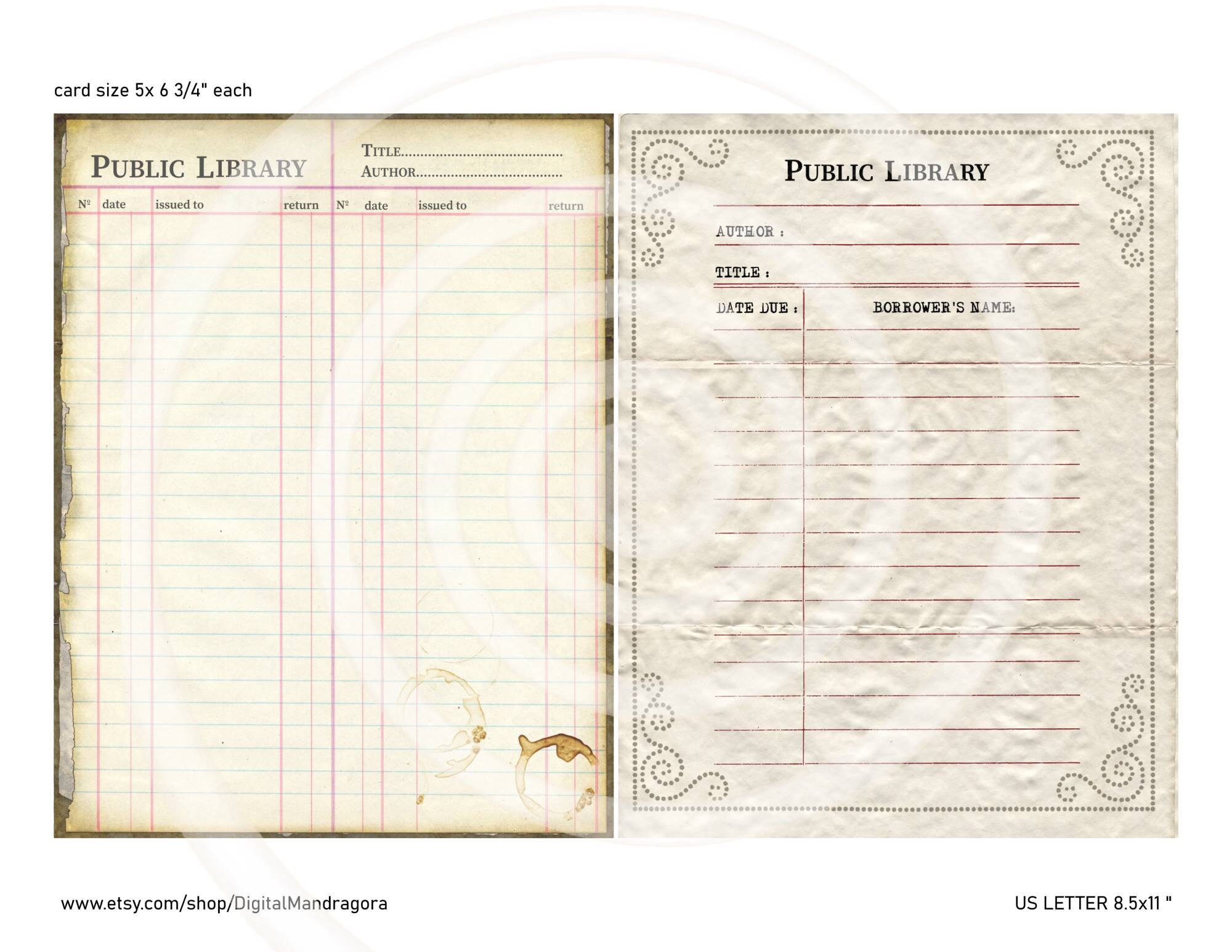 Vintage Library Cards: Printable Journal Ephemera (digital Download) - Etsy