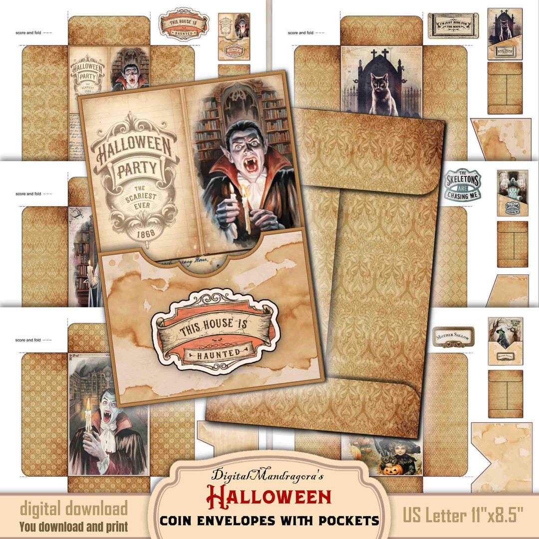 Halloween Envelopes - Junk Journal Coin Envelopes Printable Spooky ...