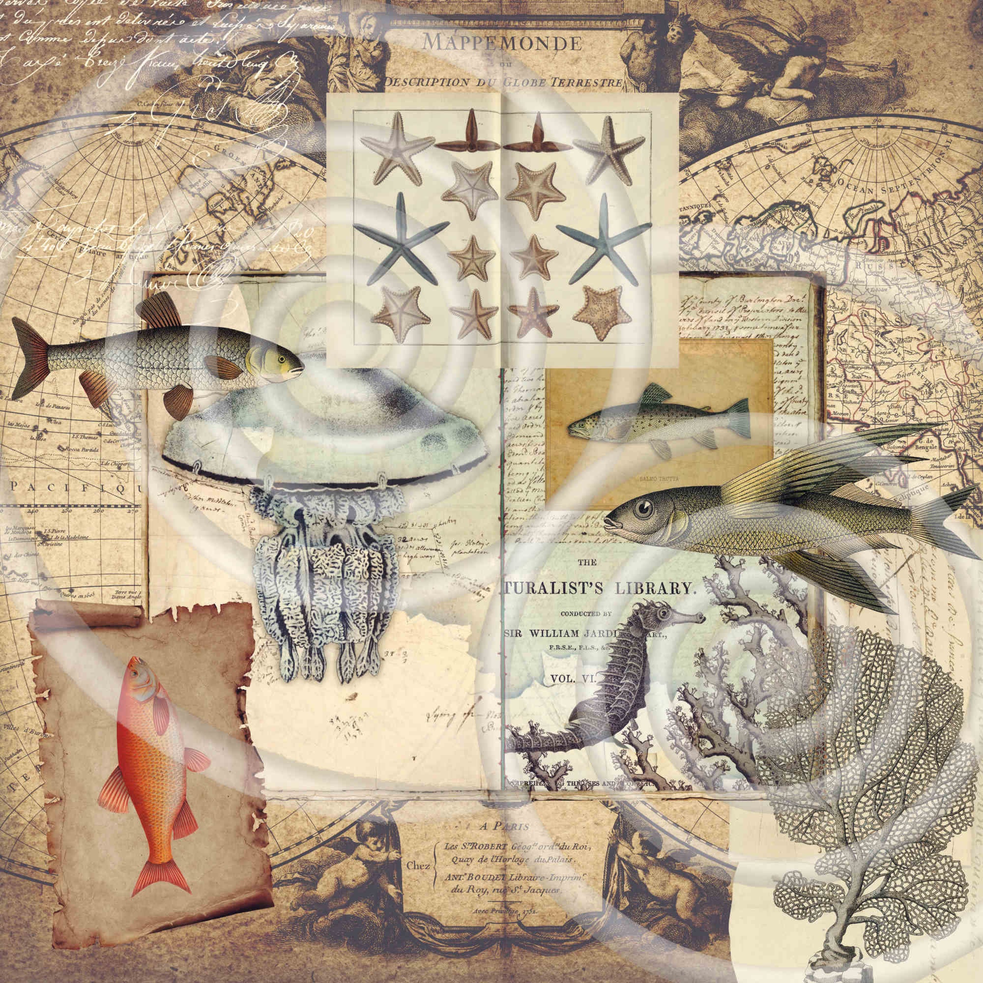 12x12 Inches Vintage Nautical Maritime Decorative Scrapbooking Ephemera ...