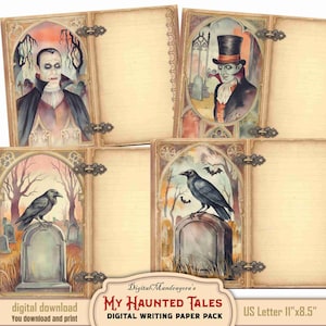 Halloween Writing Papers Printables | Vintage Spooky Stories Stationery ...