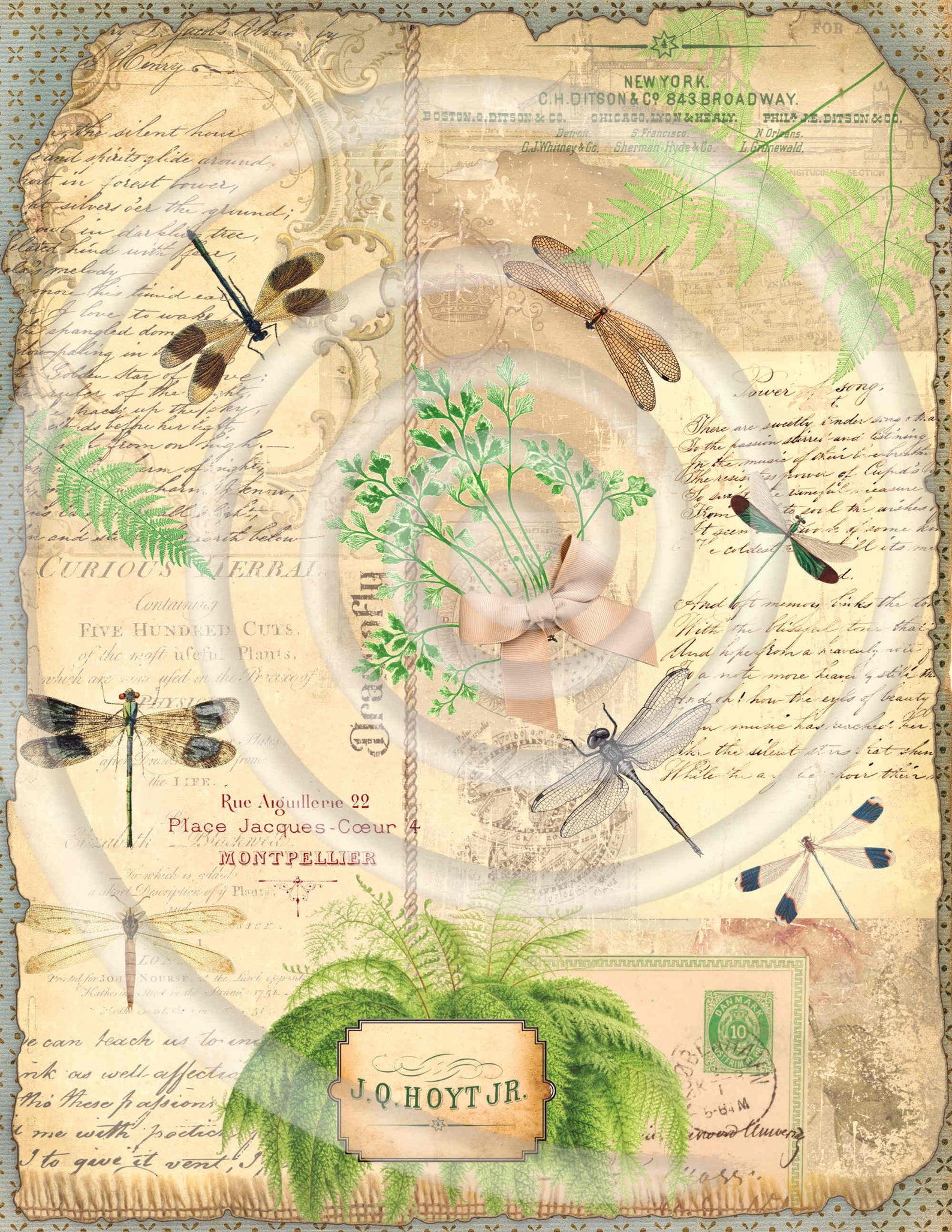 Fern and Dragonflies Collage Papers for Junk Journaling - Etsy
