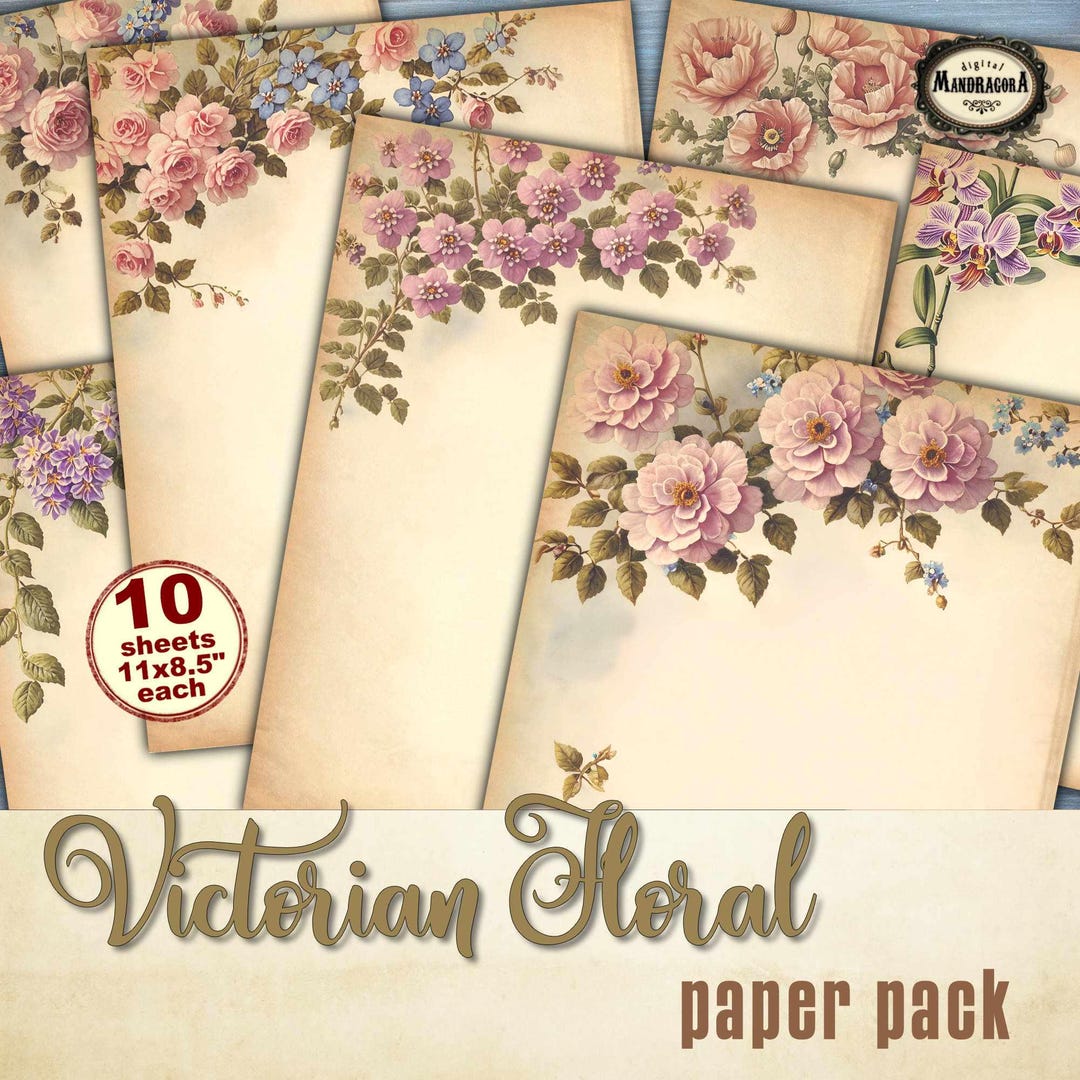 Floral Writing Papers: Vintage Journal Set (digital Download) - Etsy