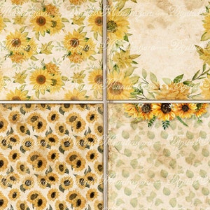 Sunflowers Decorative Paper Pack, Sunflower Prints, Vintage Sunflowers ...