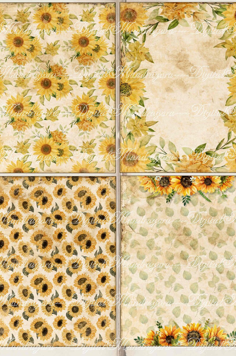Sunflowers Decorative Paper Pack Sunflower Prints Vintage | Etsy