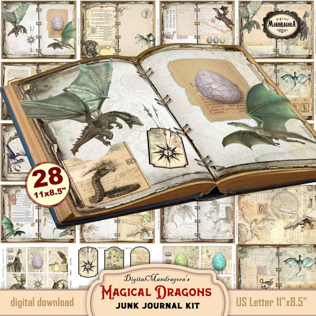 Magical Dragons Junk Journal Kit, Dragons Journal, Journal Ephemera ...